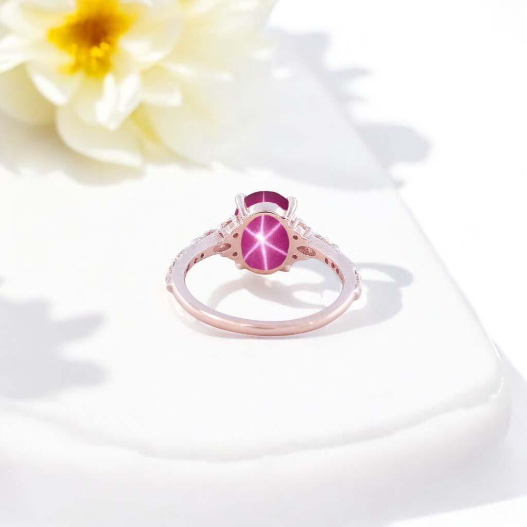Star Ruby Engagement Ring Six Rays Delicate Women's Ring Lindy Ruby ...