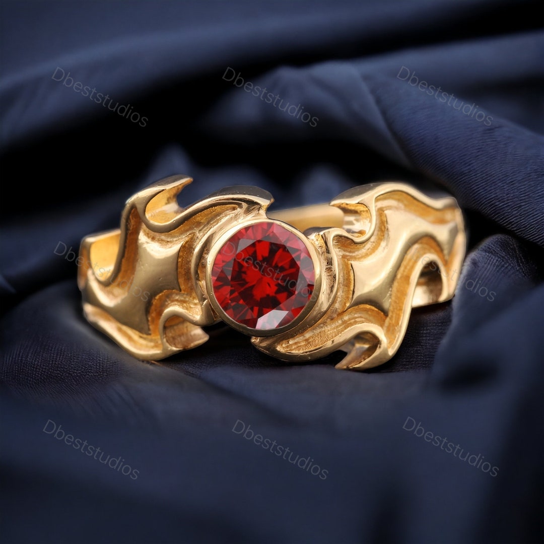 Goku Garnet Vegeta Ring Dragon Ball Ring Unique Ring Solid Yellow Gold ...