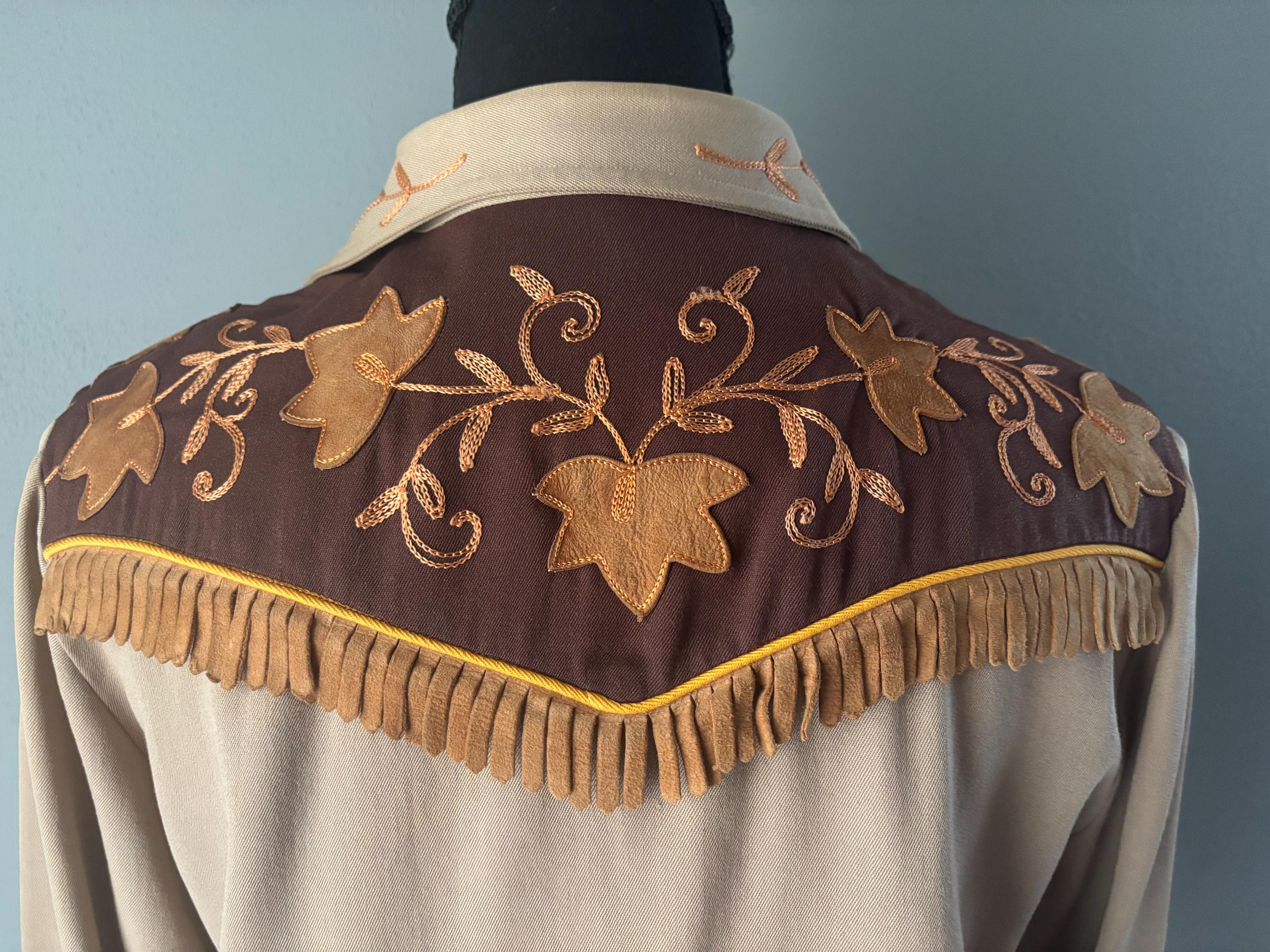 1950s Vintage California Ranchwear Women's Western Shirt/ Tan and Brown ...