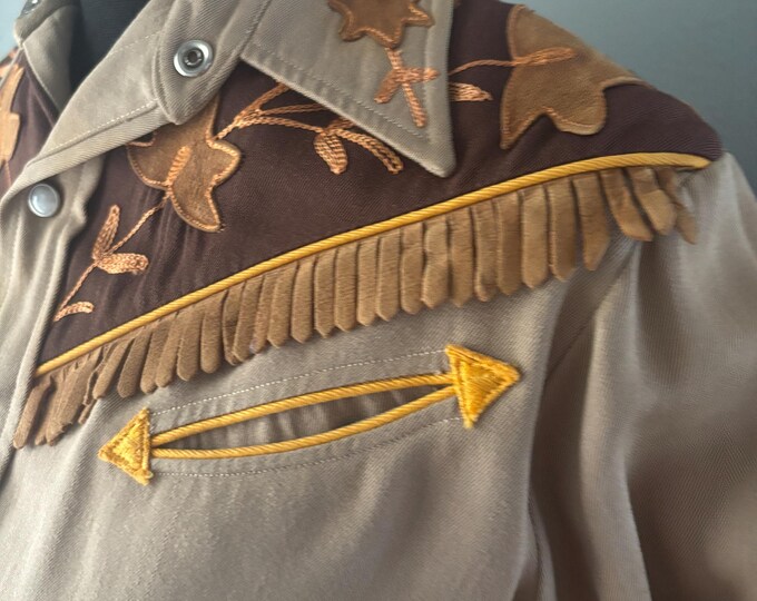 1950s Vintage California Ranchwear Women's Western Shirt/ Tan and Brown ...