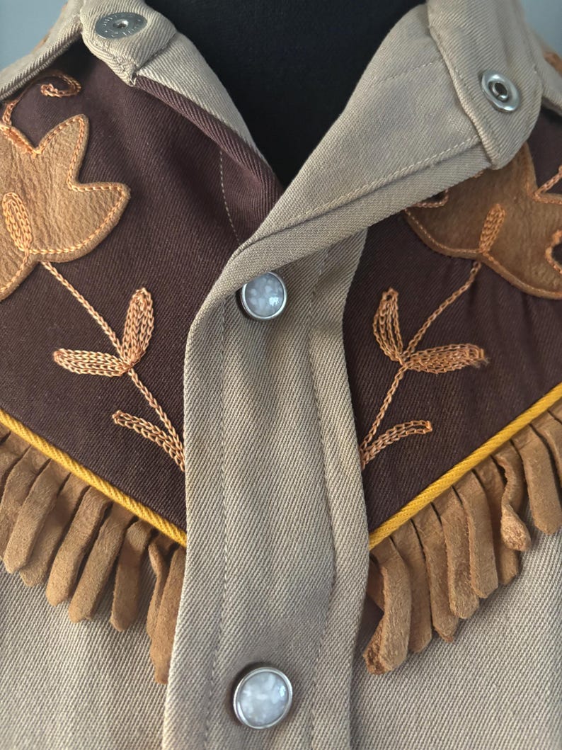 1950s Vintage California Ranchwear Women's Western Shirt/ Tan and Brown ...