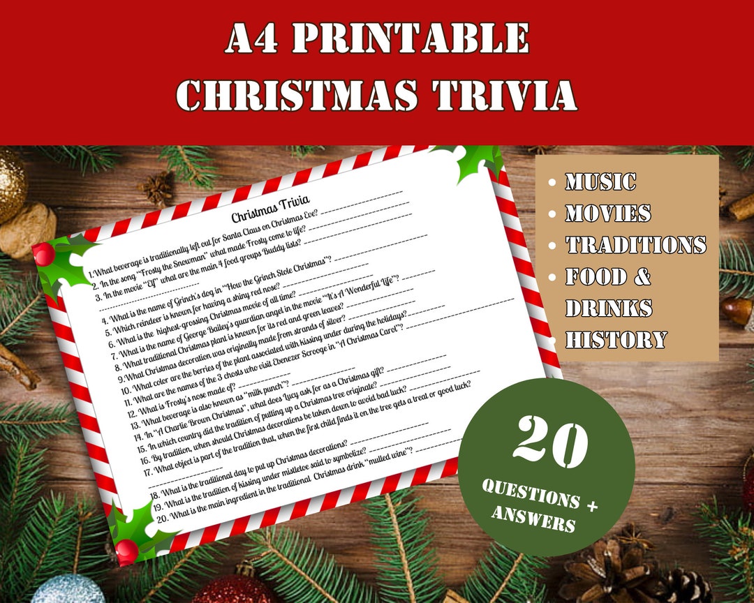 Christmas Trivia - Printable Game for Trivia Questions Night | Fun ...