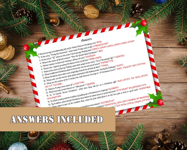 Christmas Trivia - Printable Game for Trivia Questions Night | Fun ...