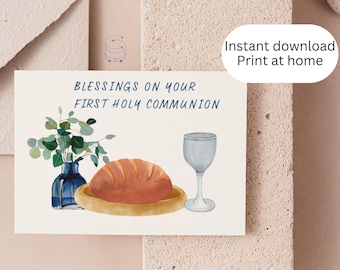 First Communion Card, PRINTABLE, US LETTER & A4 Pdf, Png, Download ...