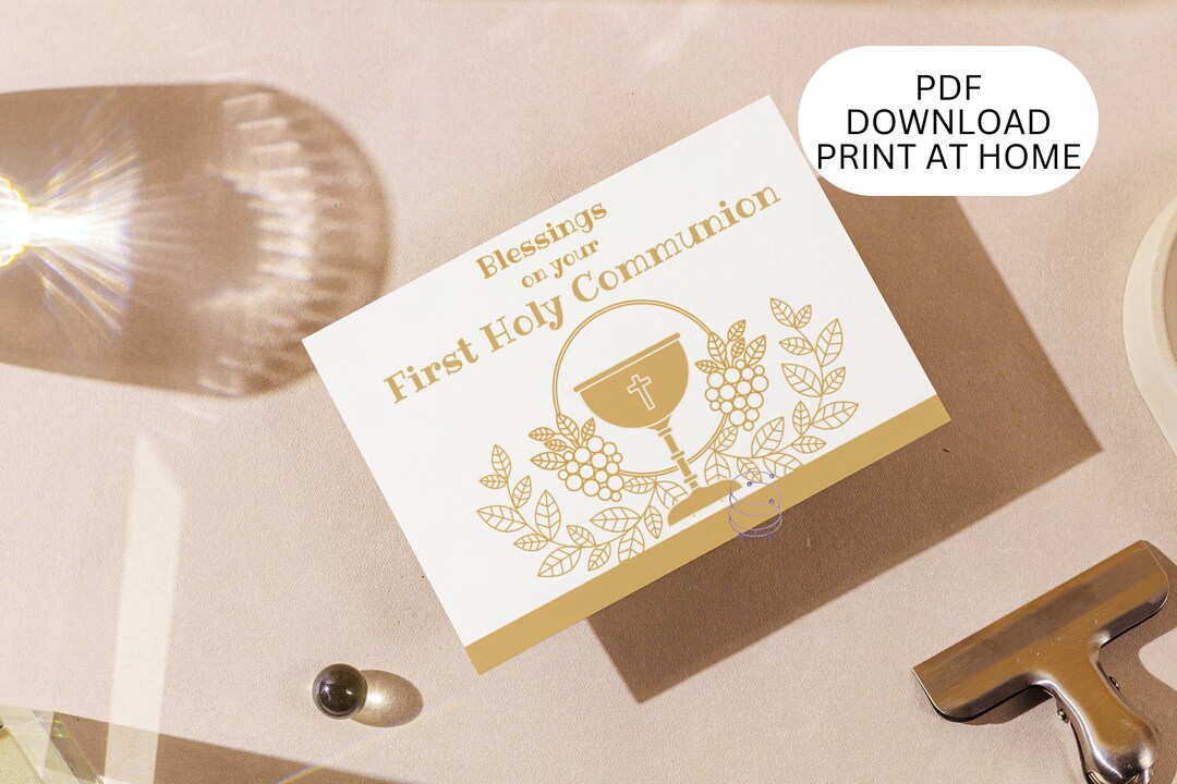 PRINTABLE First Communion Card, Download, Religious, Communion Card ...