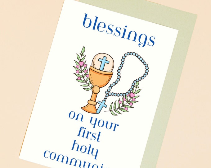 First Communion Card, PRINTABLE, Download, US LETTER Pdf, Png, A4 Pdf ...