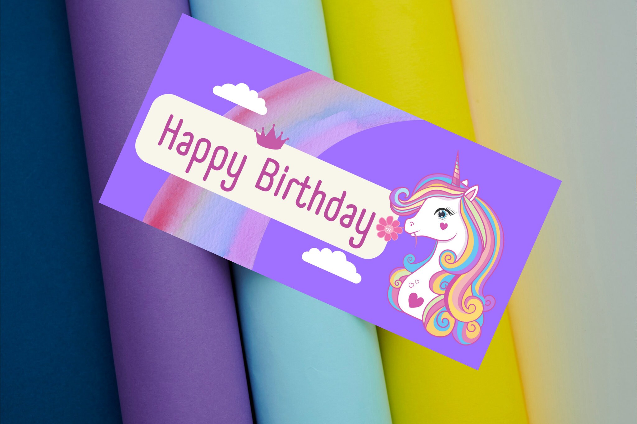 CUTE Unicorn Birthday Card PRINTABLE Instant Download Card - Etsy