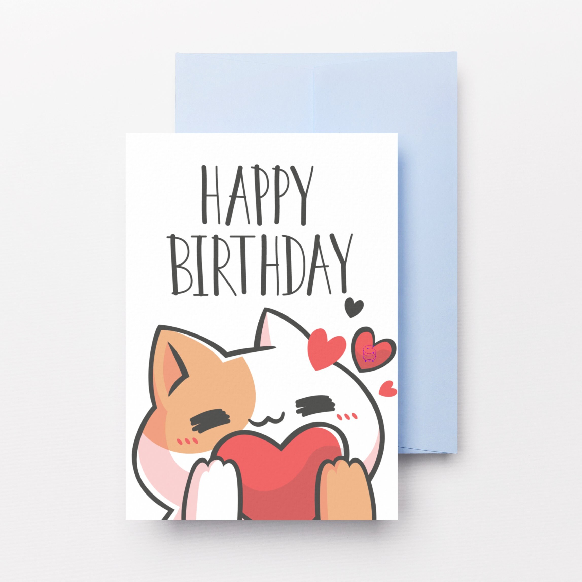 CUTE Birthday Card, With Envelope, Kawaii, Happy Birthday Card, Cute ...