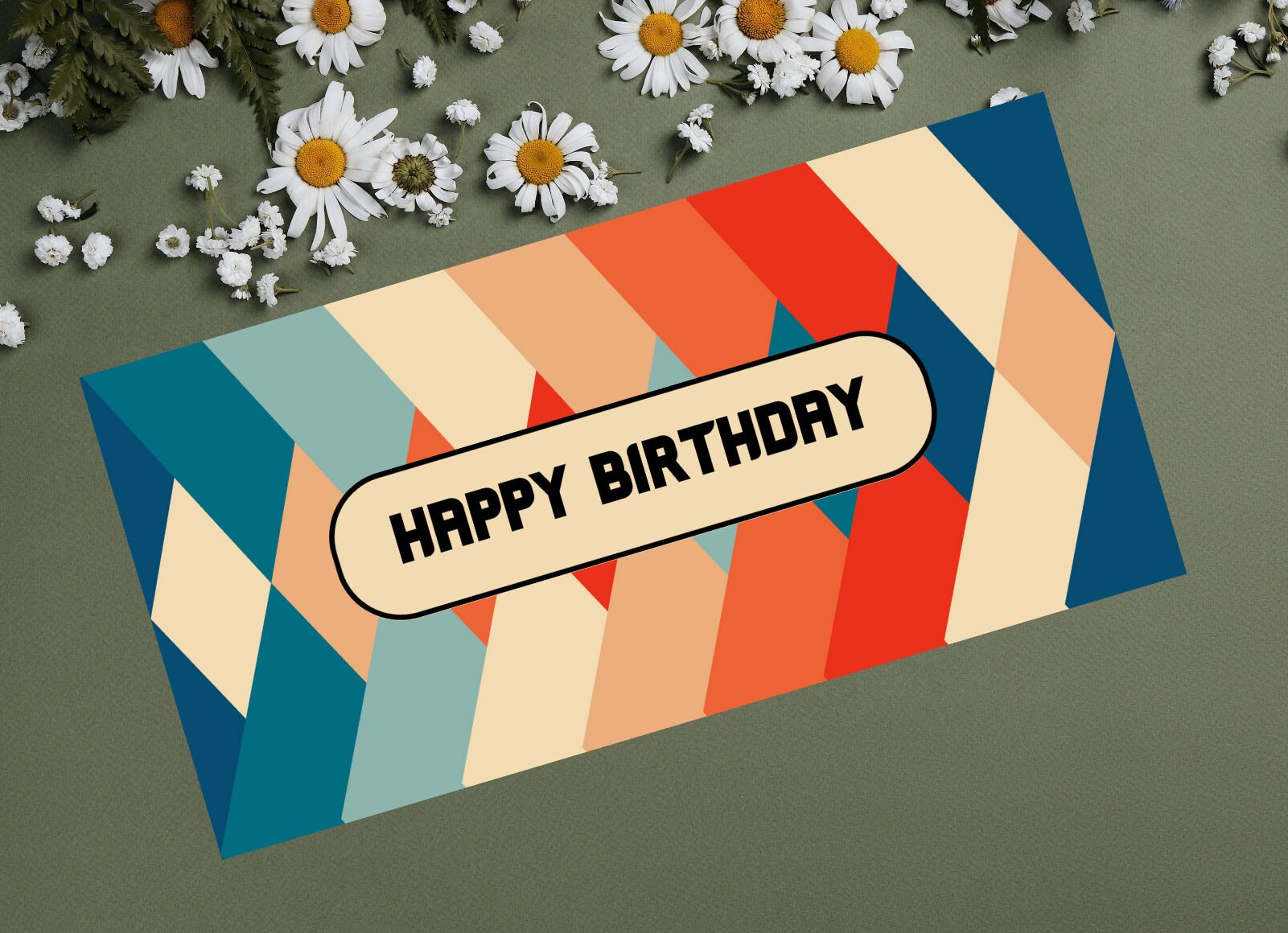 Printable Birthday Card & Envelope DOWNLOAD RETRO Birthday - Etsy
