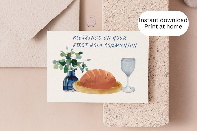 First Communion Card, PRINTABLE, US LETTER Pdf, Png, A4 Pdf, Download ...