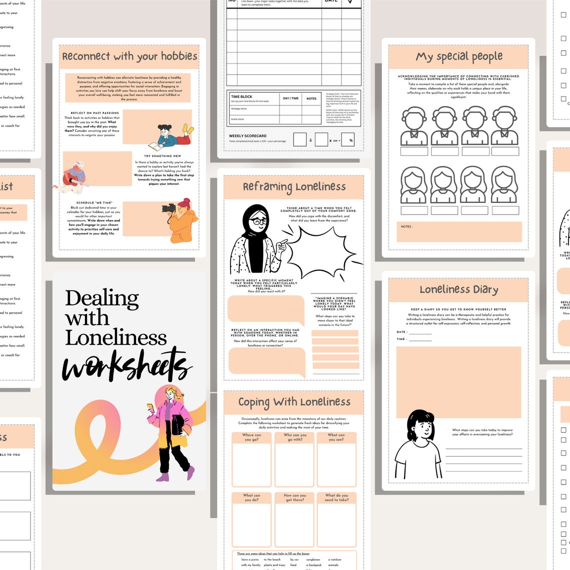 Loneliness No More Worksheets Canva Template | Printable Worksheet ...