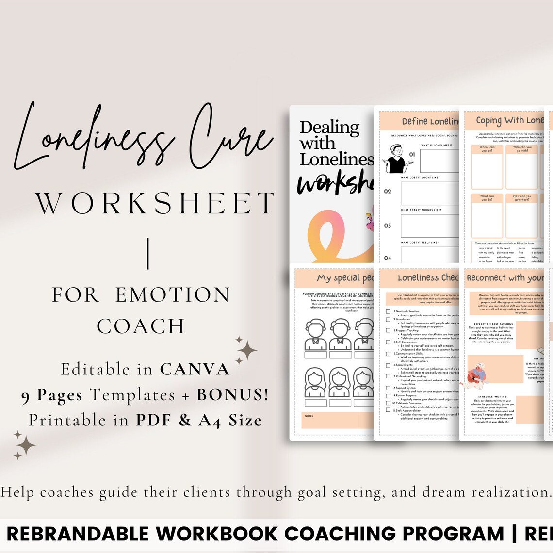 Loneliness No More Worksheets Canva Template | Printable Worksheet ...