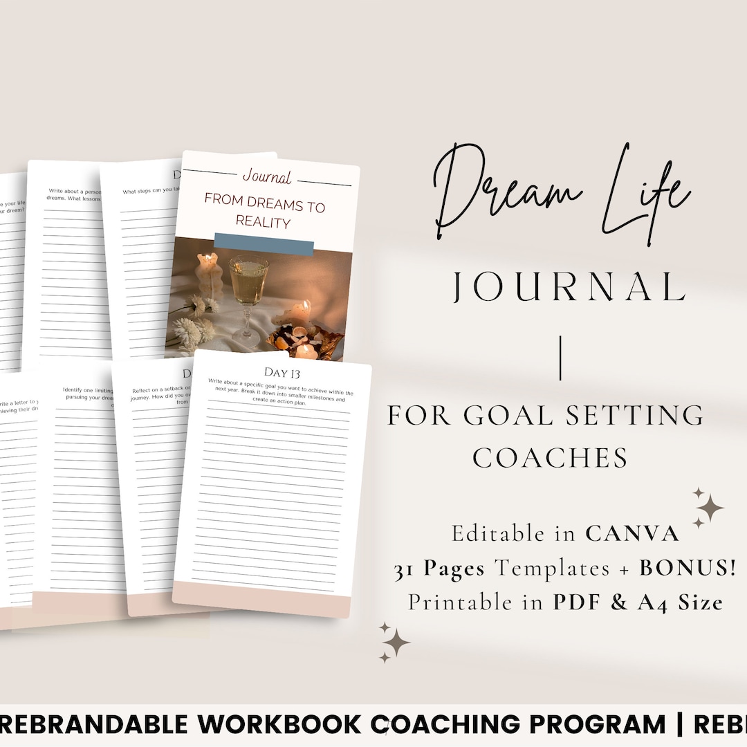 Goal Setting Dream Journal SMART Goals Canva Template Coaching Content ...