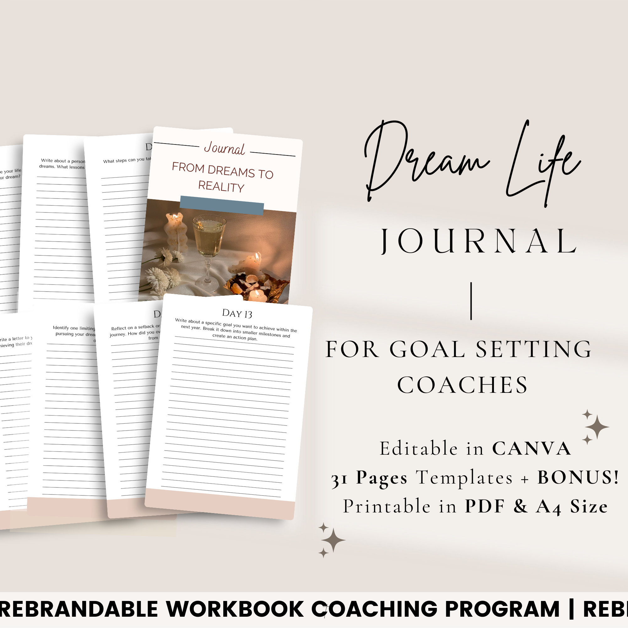 Goal Setting Dream Journal SMART Goals Canva Template - Etsy