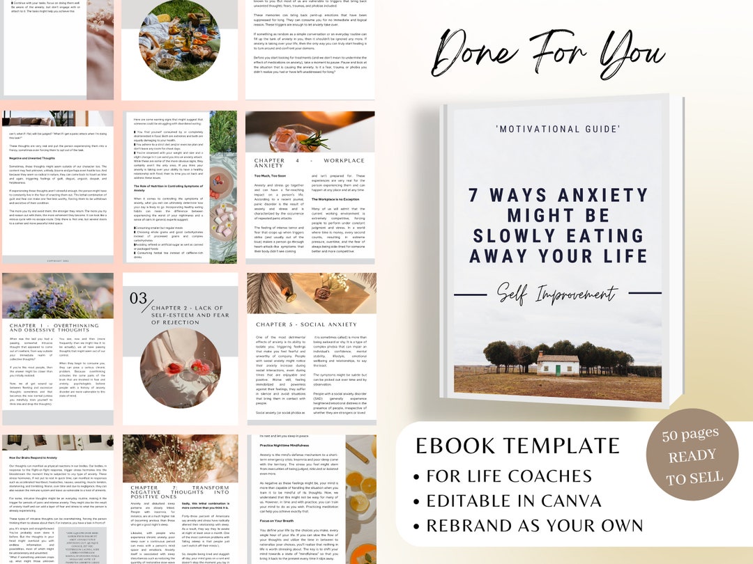 Ebook Template Canva | Anxiety Motivation Guide Template | Course ...