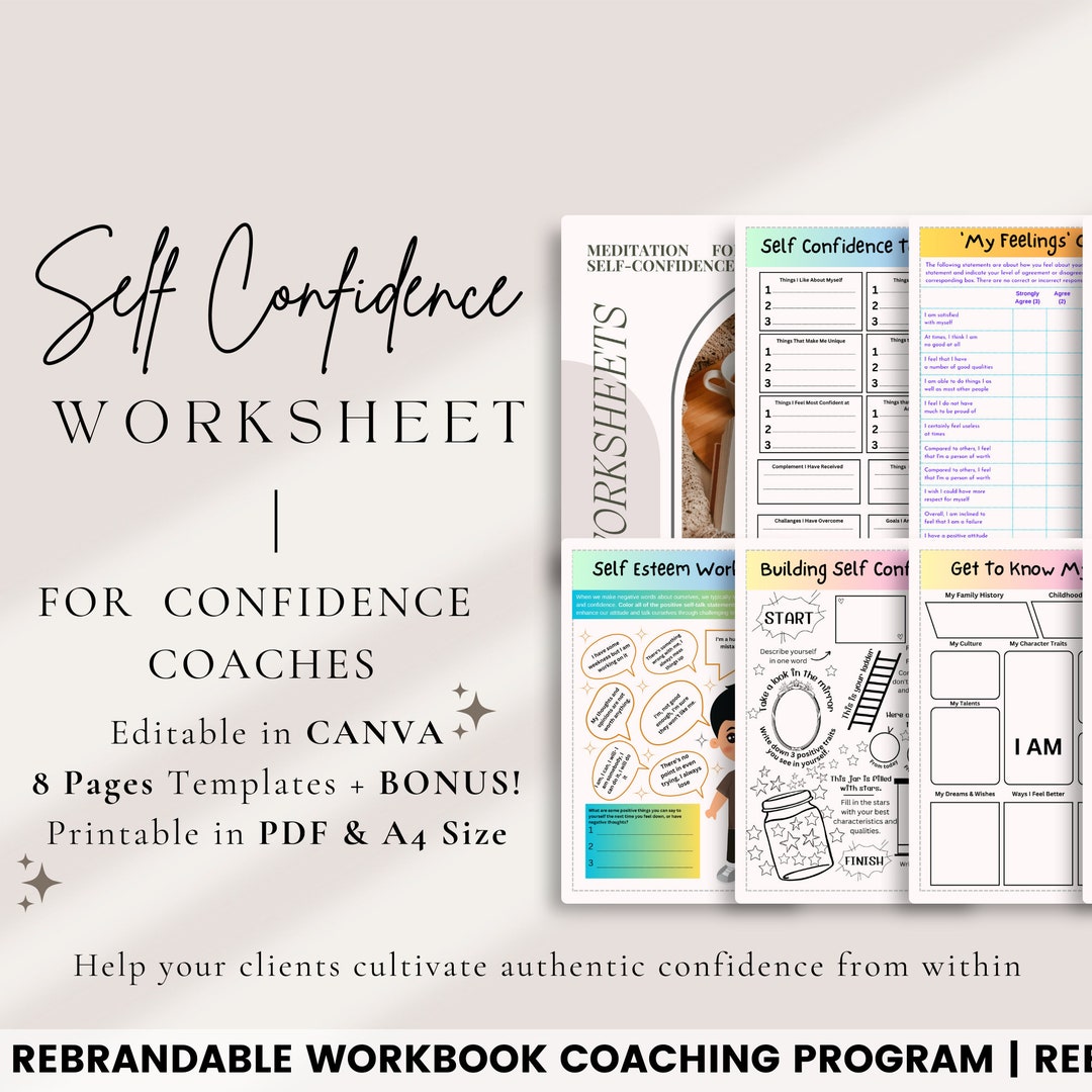Self Confidence Workbook Guide | Printable Coaching Content for ...