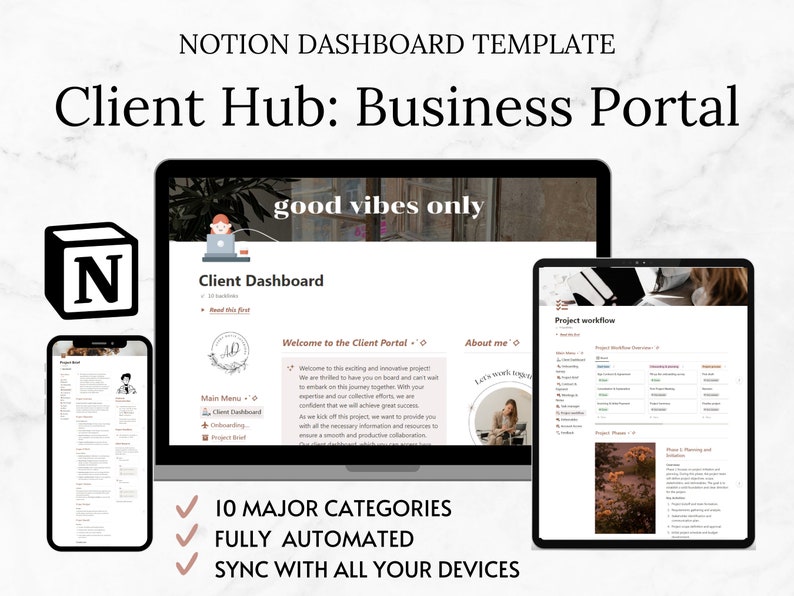 Notion Template Client Portal, Client Dashboard Project Tracker, Client Onboarding, Notion ...