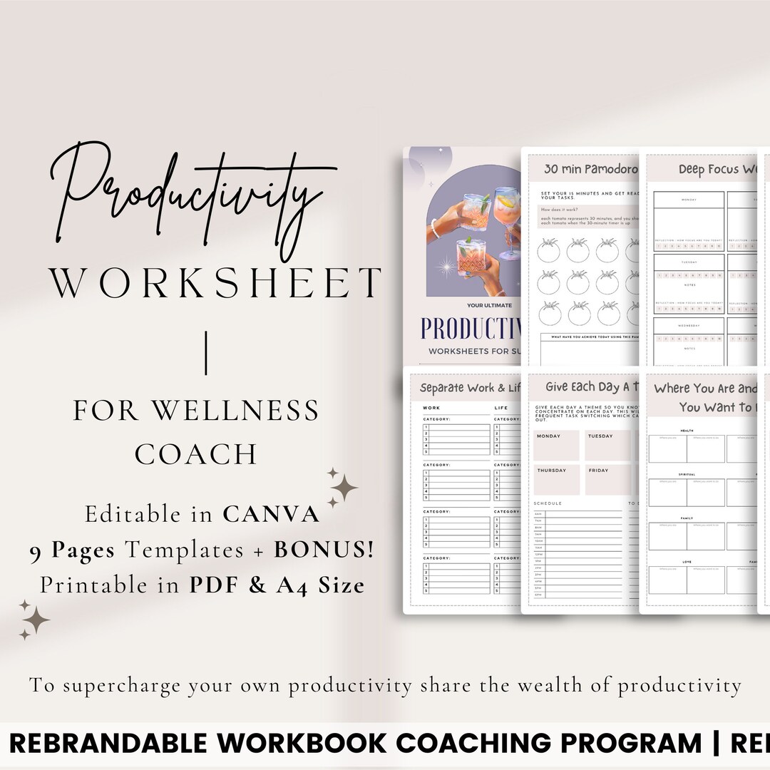 Productivity Secrets Workbook Canva Template | Printable Worksheet ...