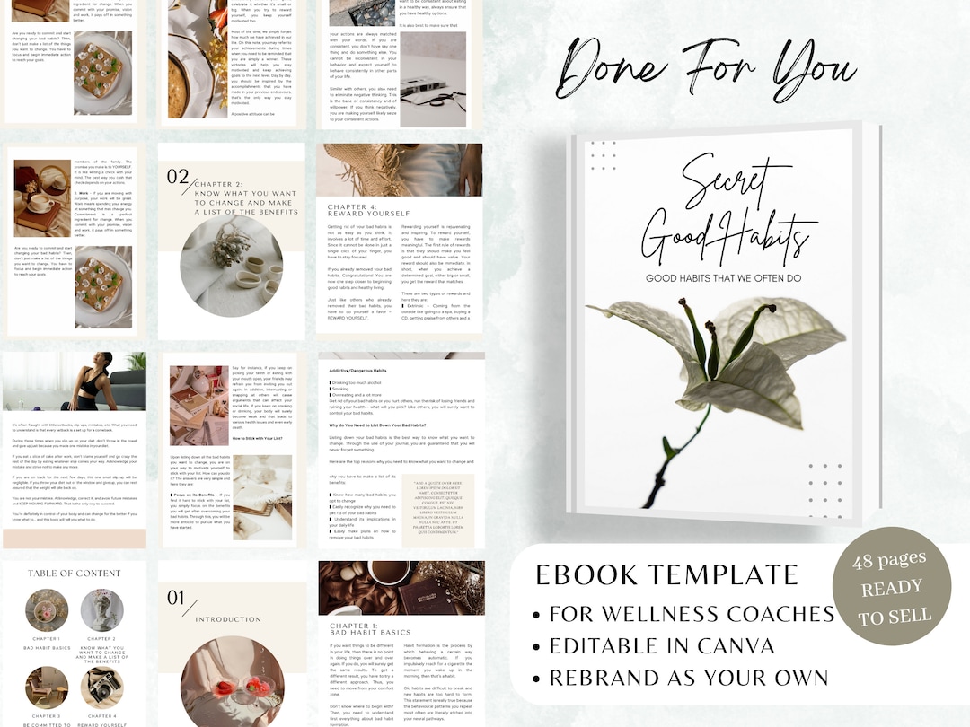 Ebook Template Canva | Secrets to Good Habits Book Motivation Template ...
