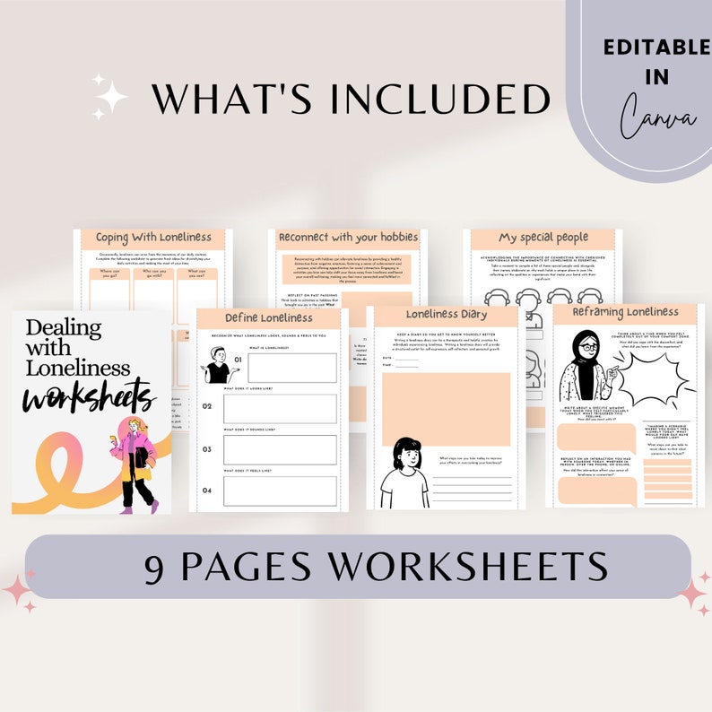 Loneliness No More Worksheets Canva Template | Printable Worksheet ...