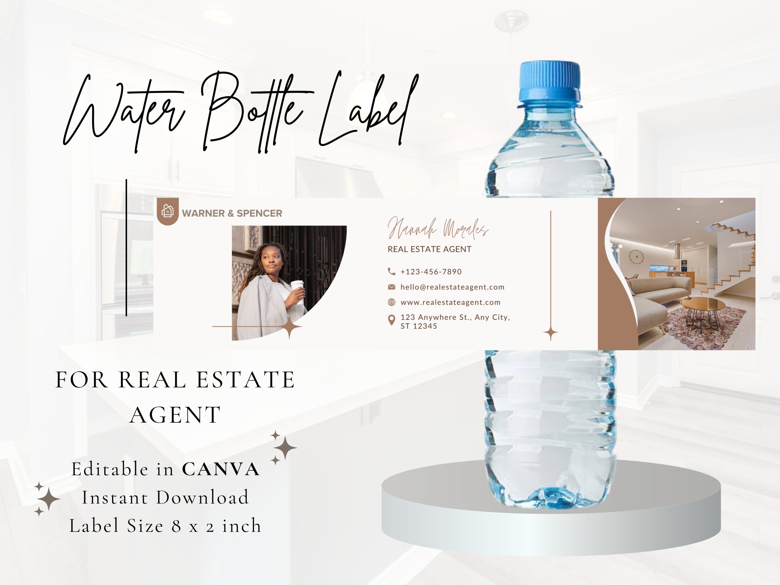 Real Estate Water Bottle Label | Open House Bottle Label Template ...