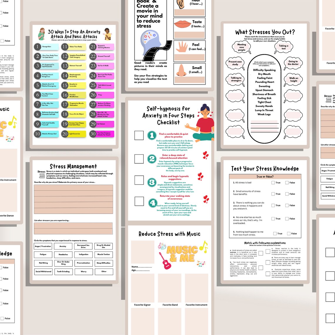 Stress Free Workbook Motivation Canva Template | Printable Coaching ...
