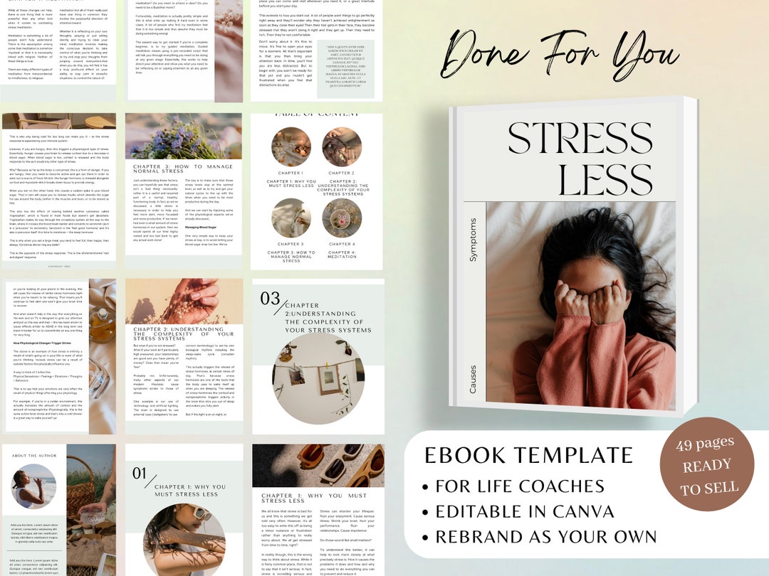 Ebook Template Canva | Stress Motivation Guide Template | Course ...