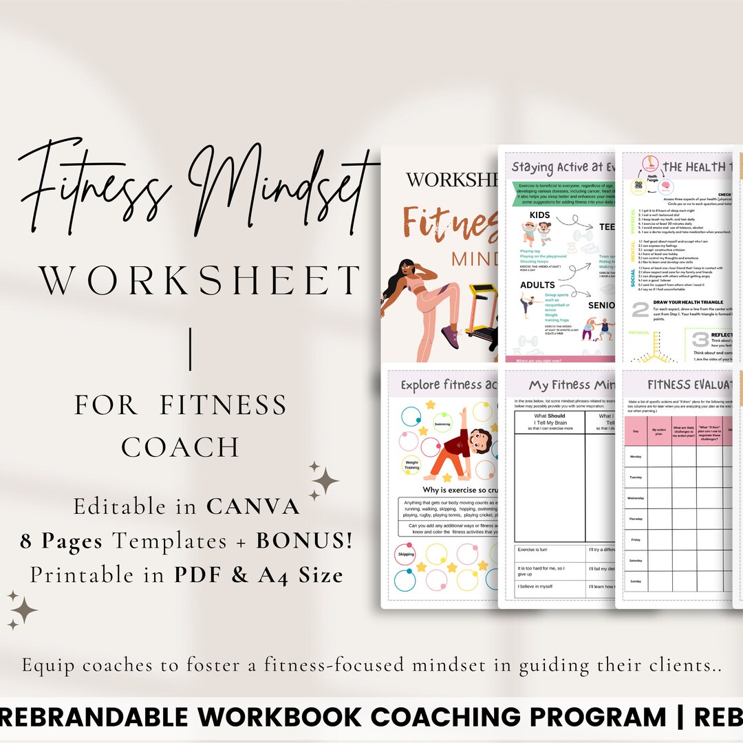 Workbook Fitness Motivation Canva Template Printable - Etsy