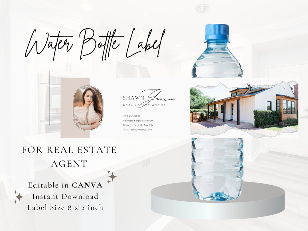 Real Estate Water Bottle Label | Open House Bottle Label Template ...
