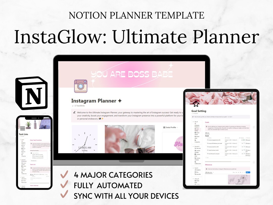 Notion Template Instagram Content Planner, Notion Planner, Social Media ...