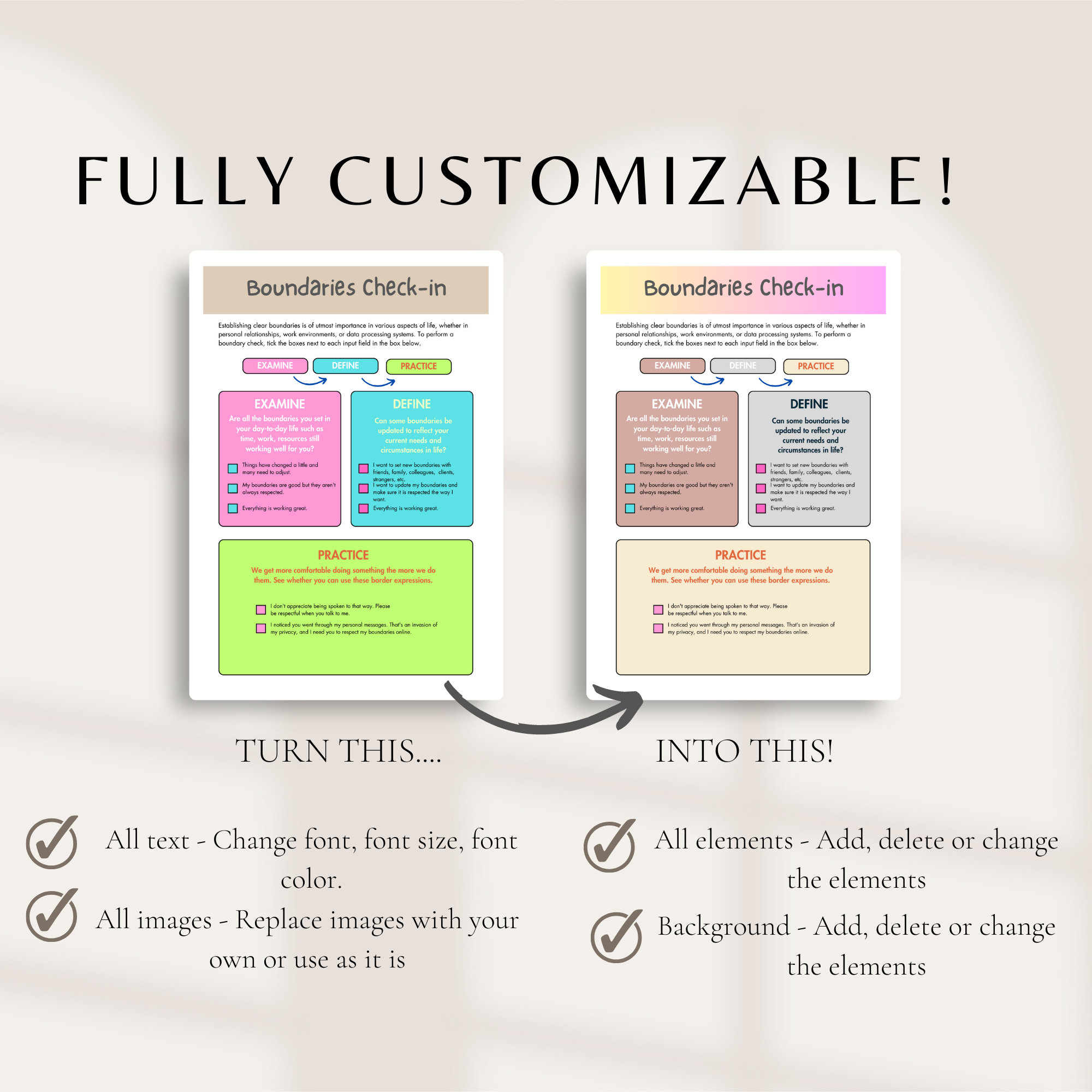 Setting Boundaries Workbook Motivation Canva Template | Printable ...