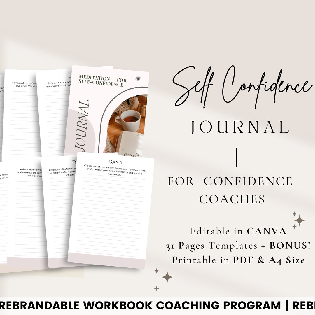Self Confidence Motivation Canva Template | Printable Journal ...