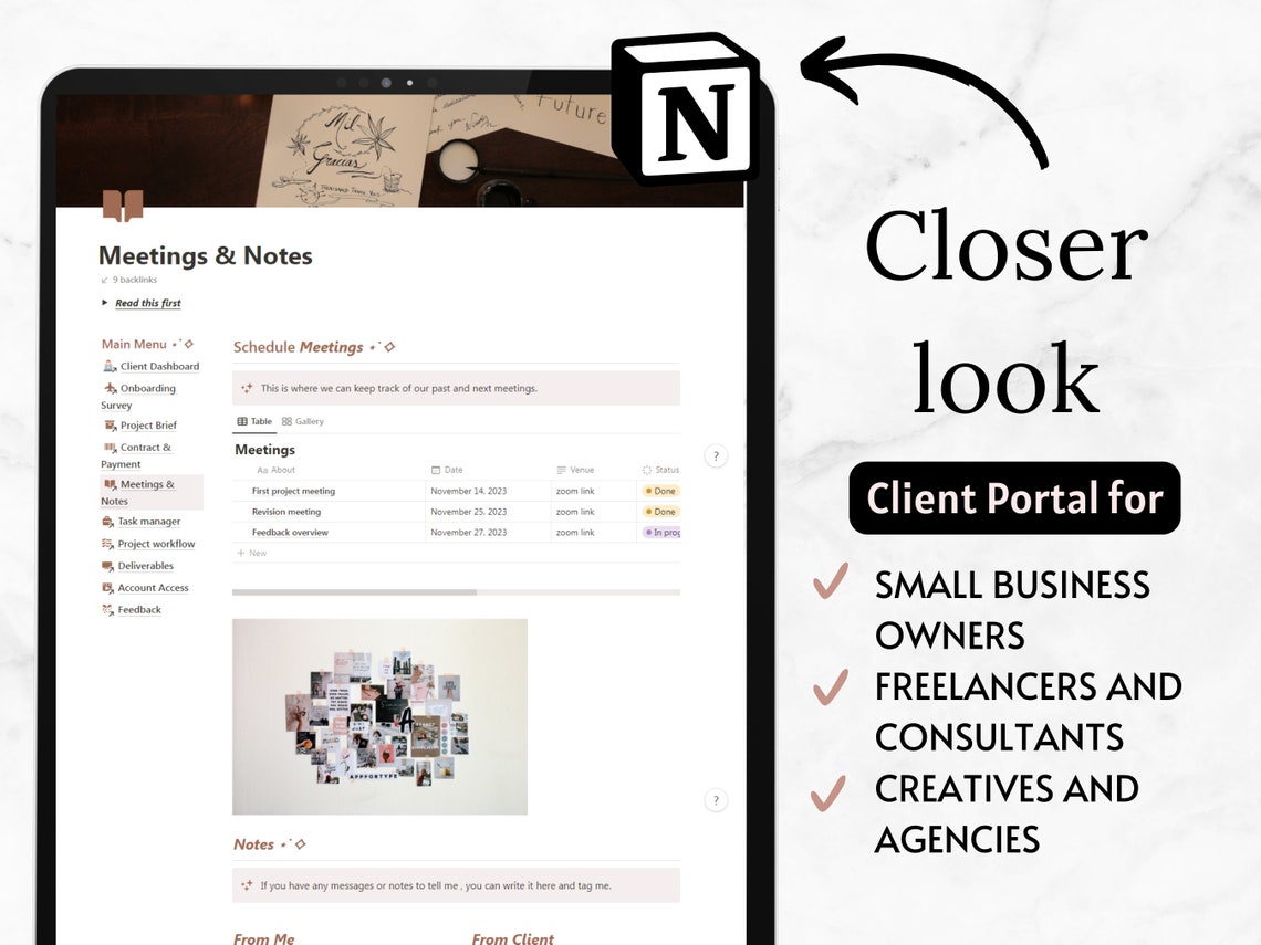 Notion Template Client Portal, Client Dashboard Project Tracker, Client ...