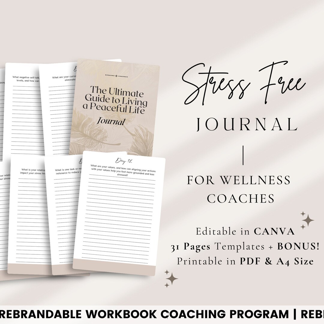 Stress Free Journal Motivation Canva Template | Printable Journal ...