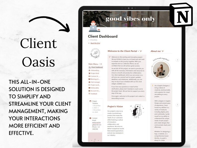 Notion Template Client Portal, Client Dashboard Project Tracker, Client ...