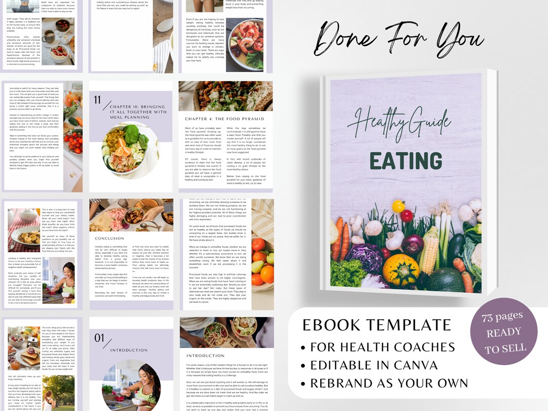 Ebook Template Canva | Healthy Guide Eating Canva Template | Course ...