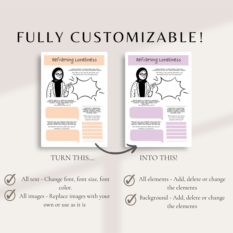 Loneliness No More Worksheets Canva Template | Printable Worksheet ...