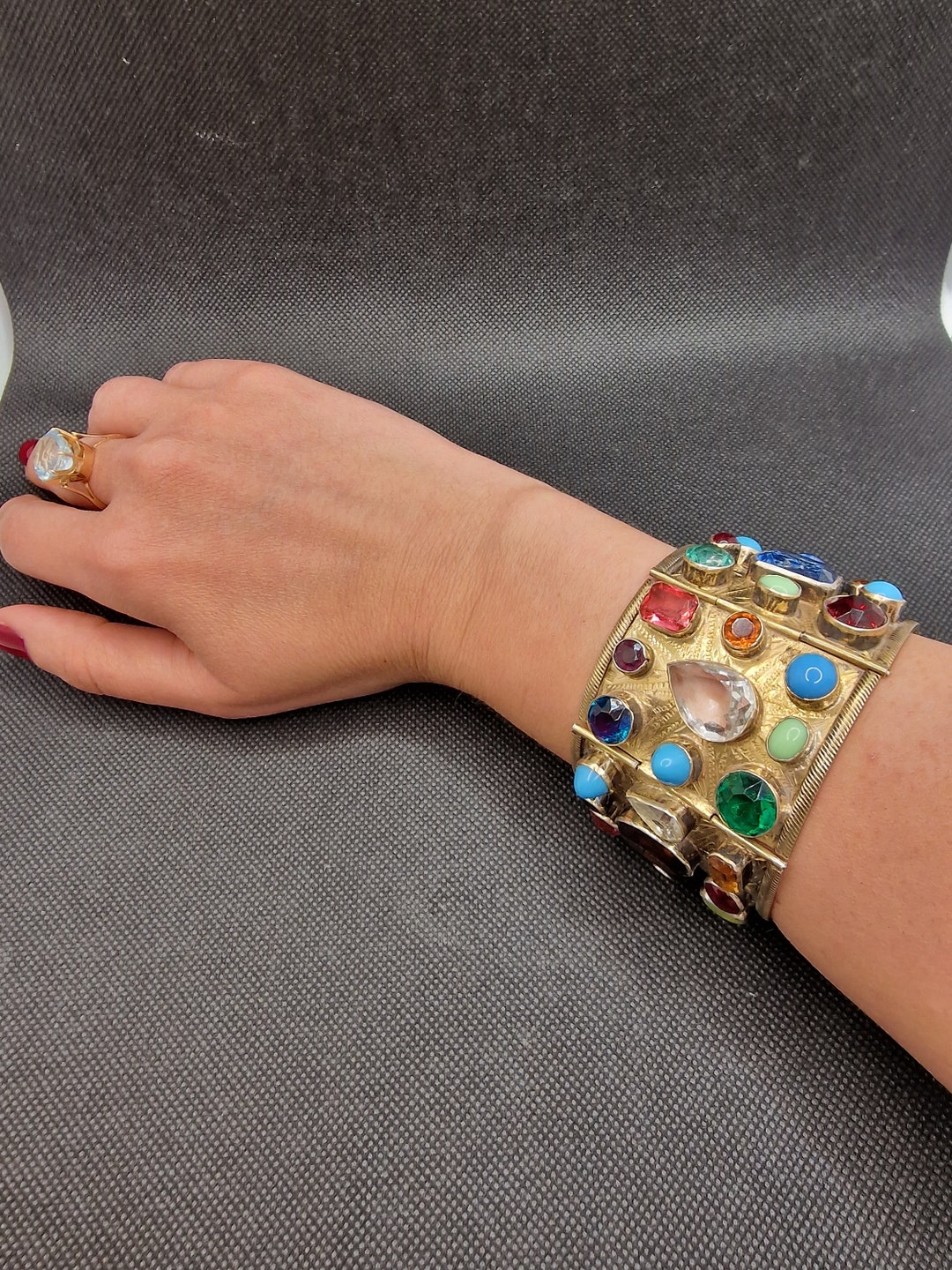 Unique and Very Rare Egyptian Cuff Bracelet Set With Precious Stones - Etsy