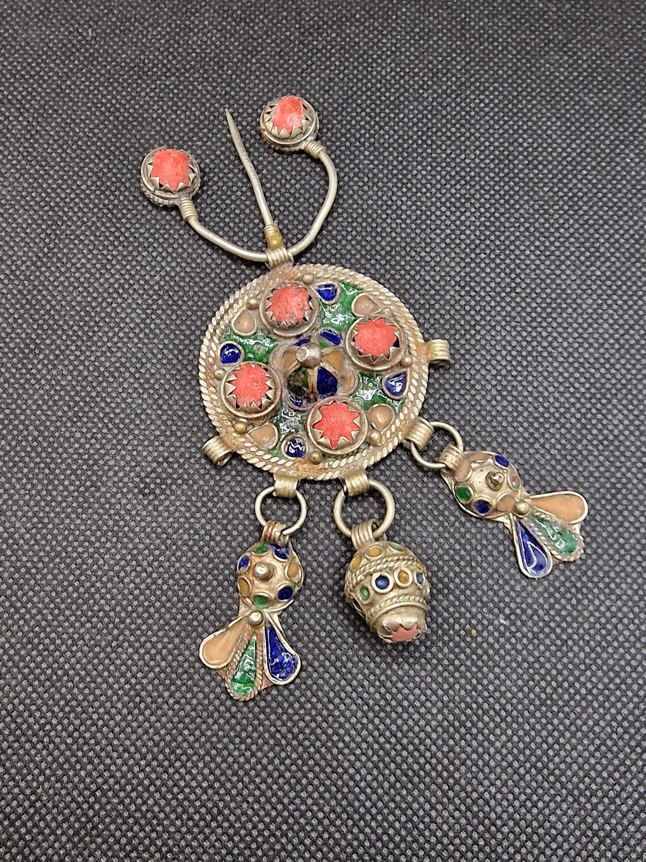 Old Kabyle Berber Fibula/brooch in Silver Enamel - Etsy