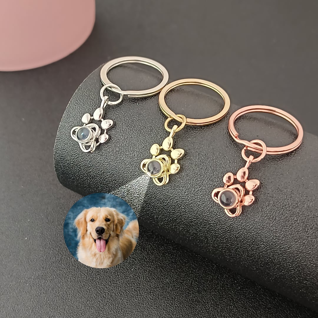 Customized Pet Photo Keychains • Dog Paw Keychains • Pet Keychains ...