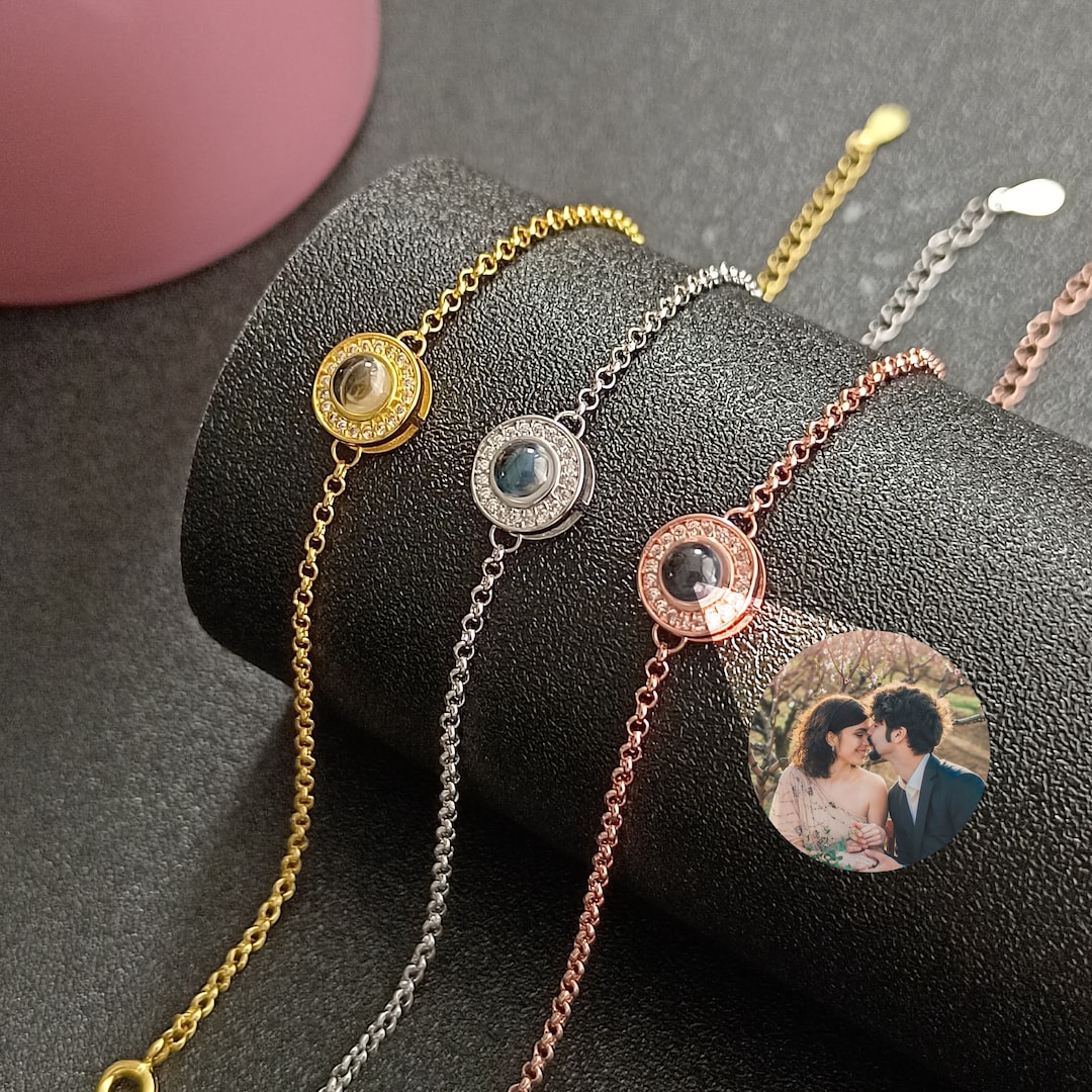 Custom Photo Projection Bracelet • Circle Photo Bracelet • Personalized Projection Bracelet ...