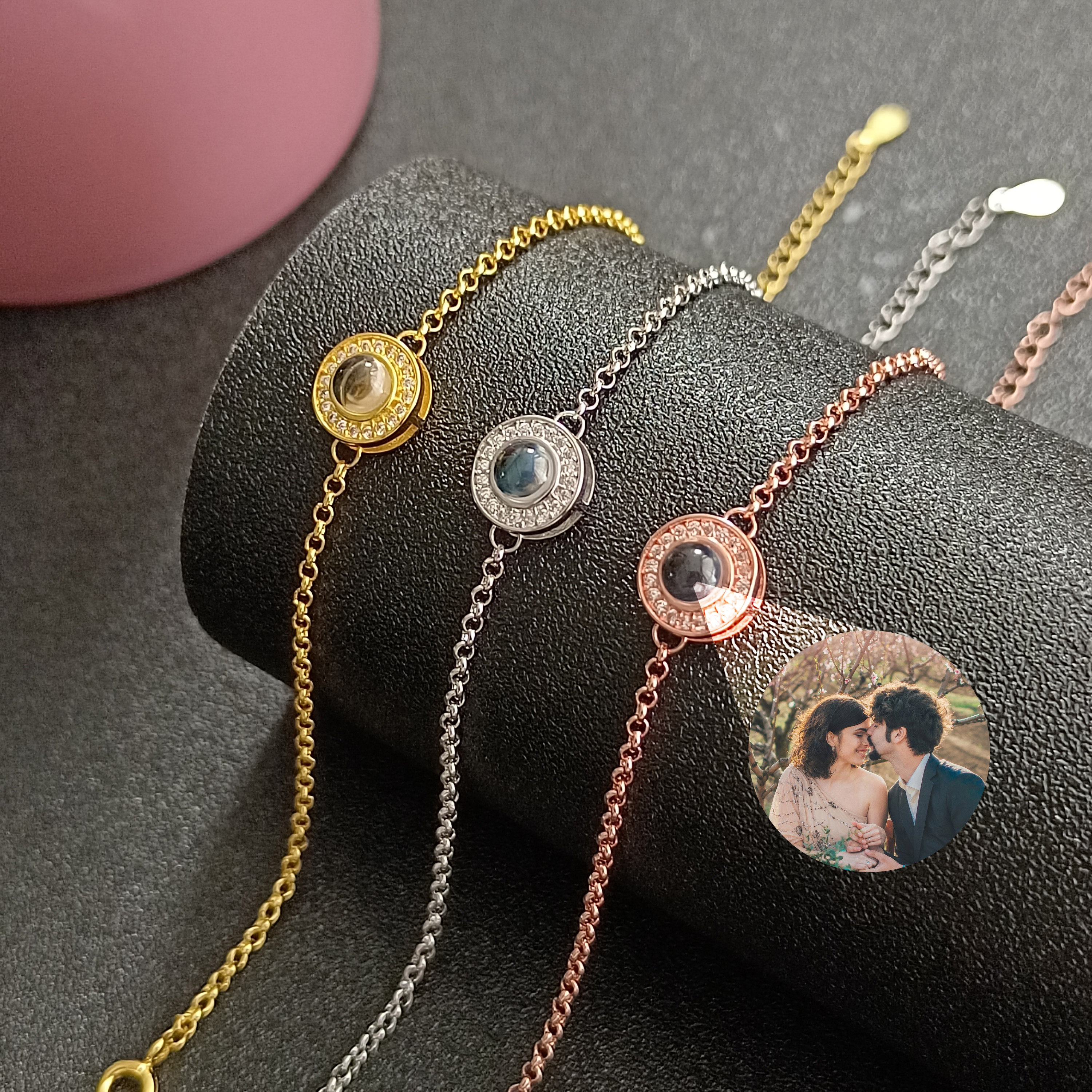 Custom Photo Projection Bracelet Circle Photo Bracelet Personalized ...