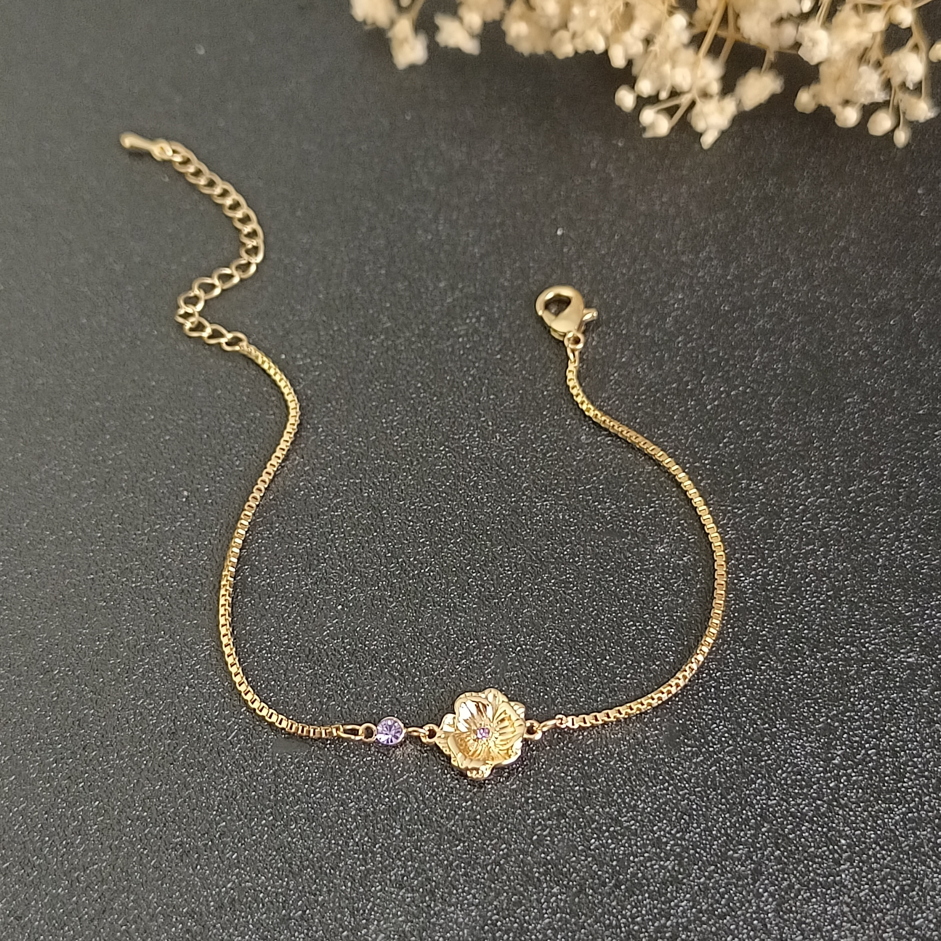 Personalized Birth Flower Bracelet Birthstone Bracelet Birth Month ...