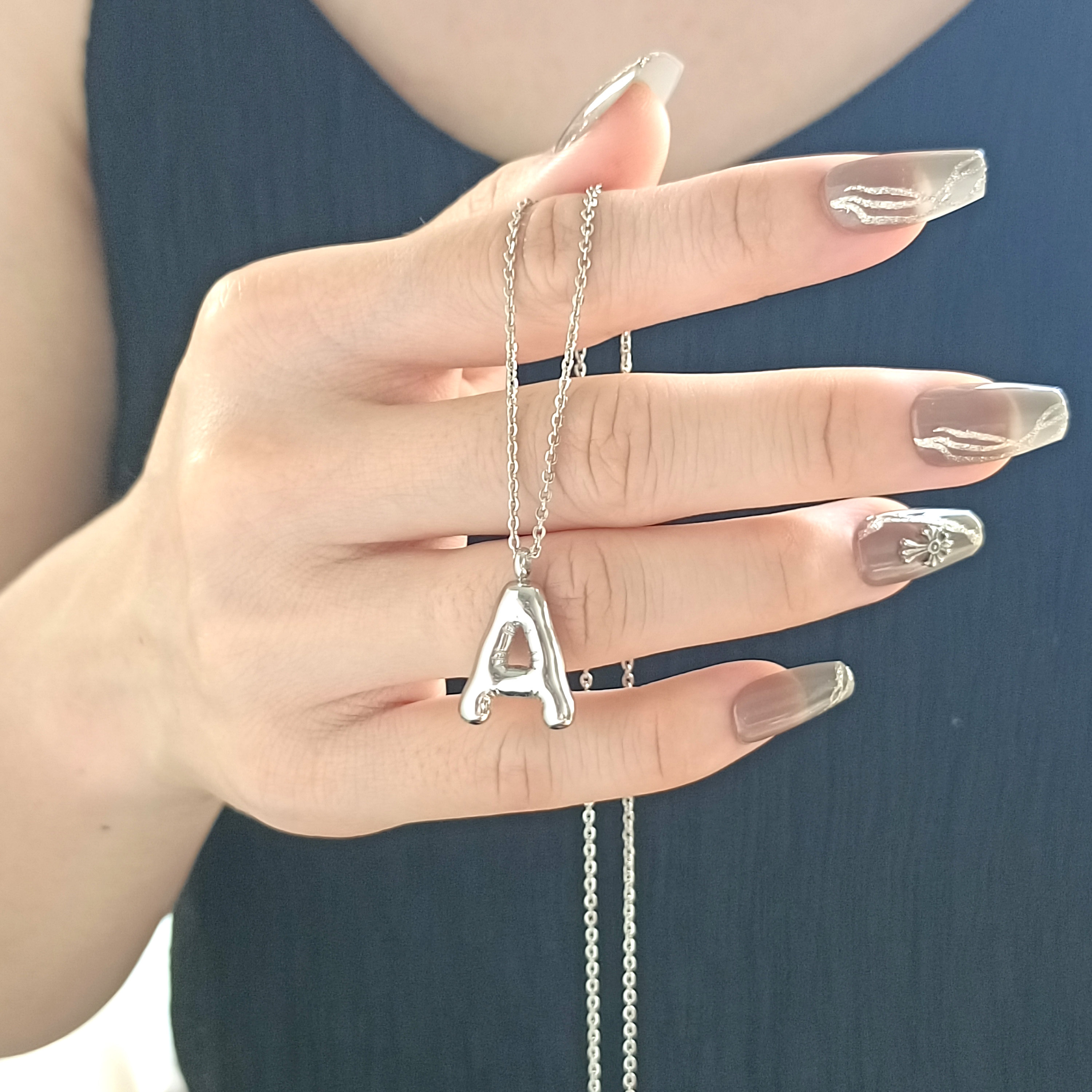 Personalized Bubble Letter Necklace 3D Letter Necklace Initial Necklace ...