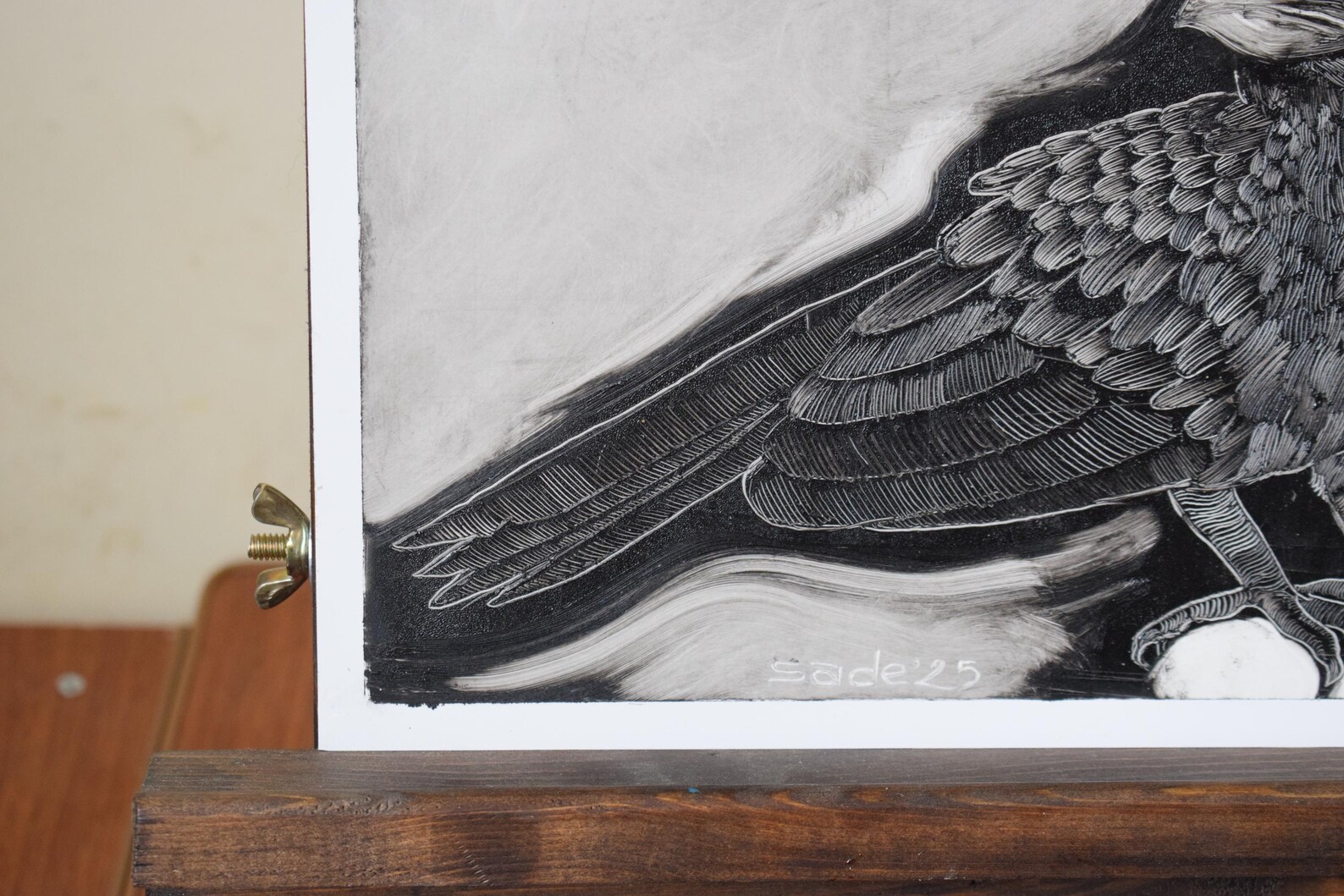 Smooth-billed Ani Art: Original Ink Drawing, Subtractive Technique - Etsy