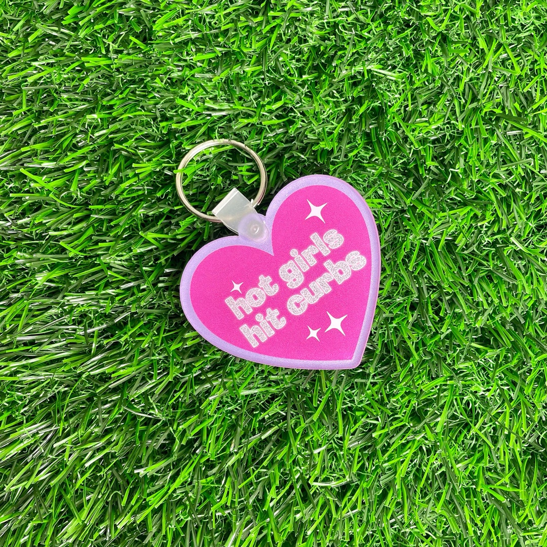Hot Girls Hit Curbs Y2K Cute Keychain, Baddie Car Decor, Funny Keychain ...