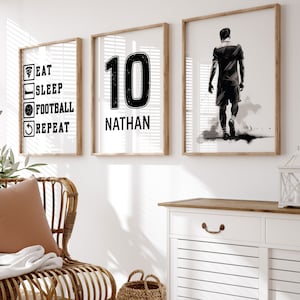 Football Wall Art Prints Personalised Football Prints Boys Bedroom Decor, Kids Bedroom Football ...