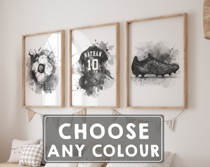 Personalised Set of 3 Soccer Wall Art Prints,boys & Girls Room Decor ...