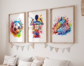 Personalised Football Wall Art Prints Personalised Football Prints Boys Bedroom Decor, Kid ...