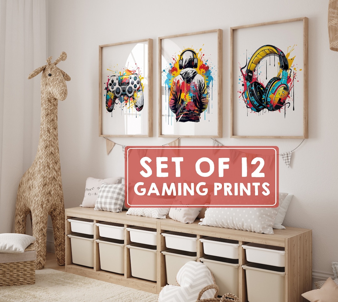 Set of 12 Gaming Prints, Gaming Wall Art, Gaming Decor, Gamer Wall Art ...